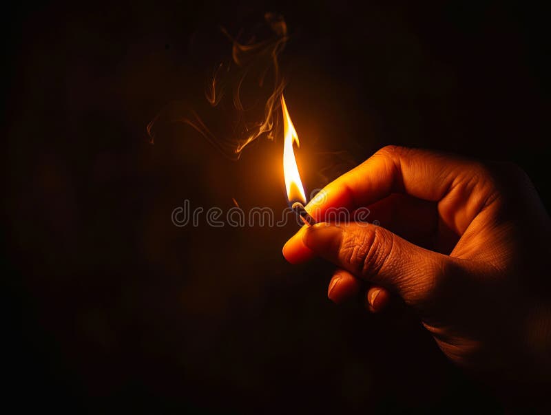 A Person Holding a Lit Match in Their Hand Stock Illustration ...