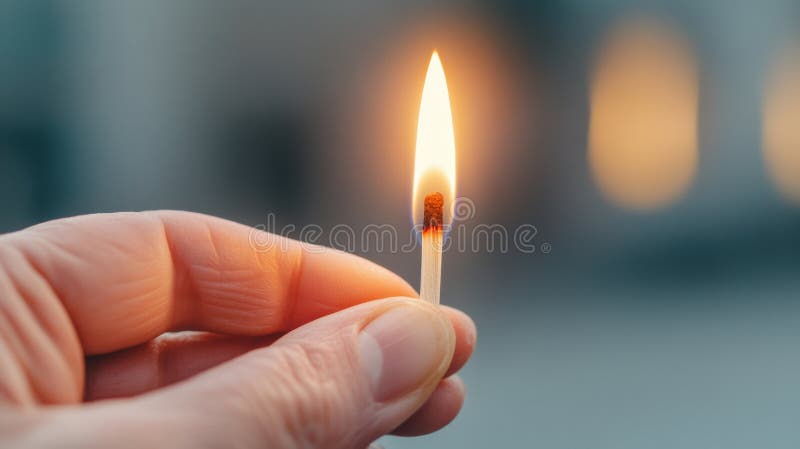 A Person Holding a Lit Match in Their Hand, AI Stock Photo - Image of ...