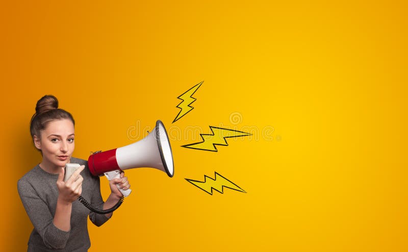 Person holding megaphone stock image. Image of person - 144753505