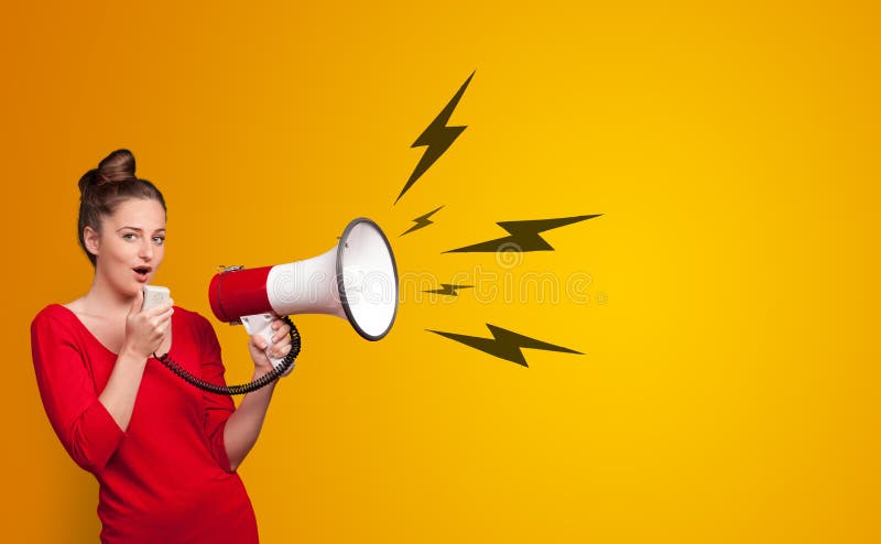 Person holding megaphone stock illustration. Illustration of portrait ...