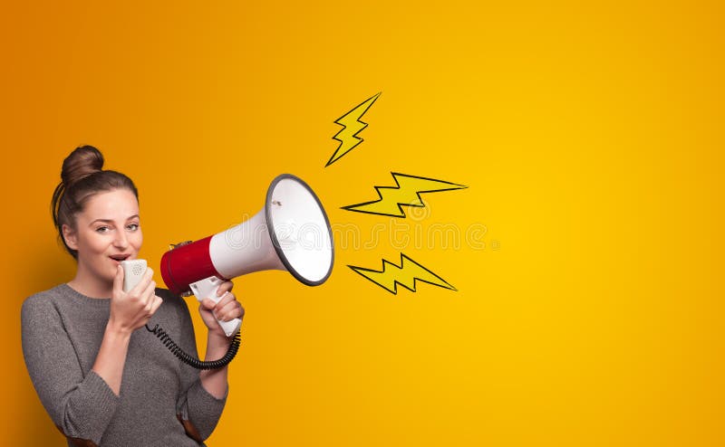 Person holding megaphone stock image. Image of beautiful - 159550851