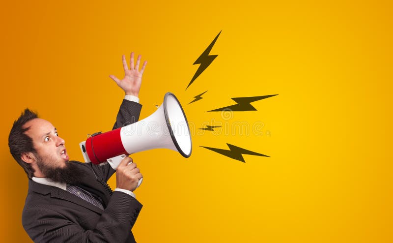 Person holding megaphone stock photo. Image of loud - 160857322