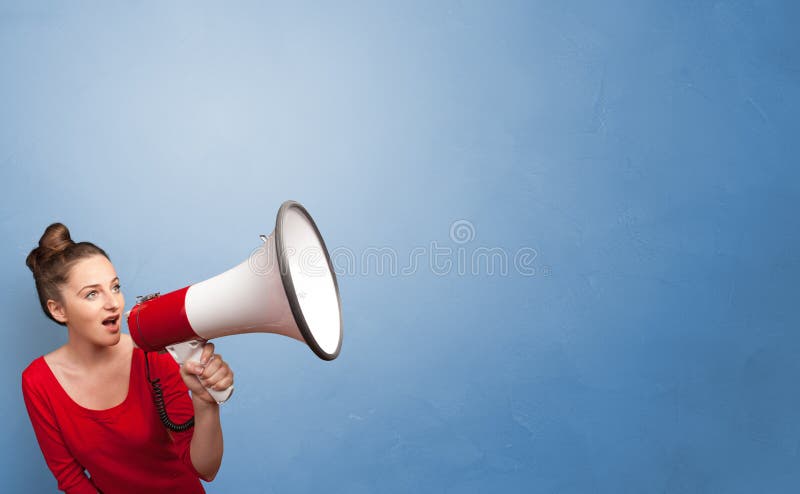 Person holding megaphone stock photo. Image of profile - 152005840