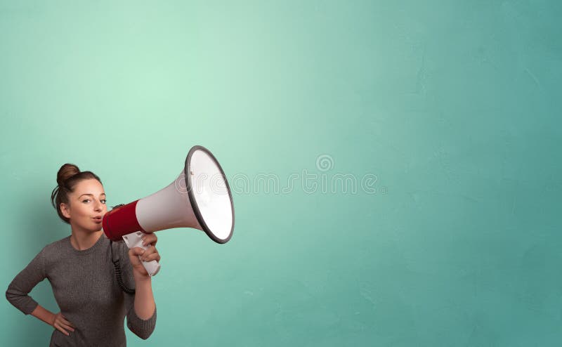 Person holding megaphone stock photo. Image of message - 153112842