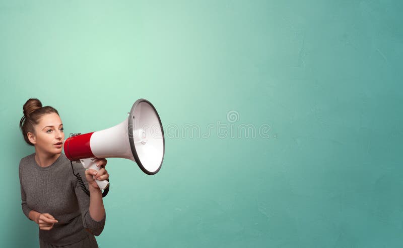 Person holding megaphone stock photo. Image of information - 160857472
