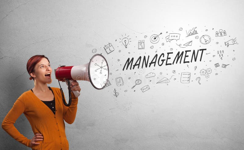 Person Speaking in Loudspeaker with Business Concept Stock Photo ...