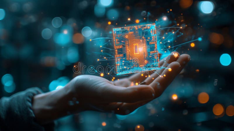 Person Holding Micro Processor Stock Illustration - Illustration of ...