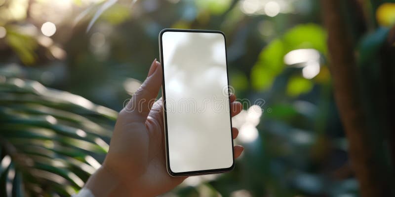 A Person Holds a Cell Phone with a Blank Screen in Hand Stock Image ...