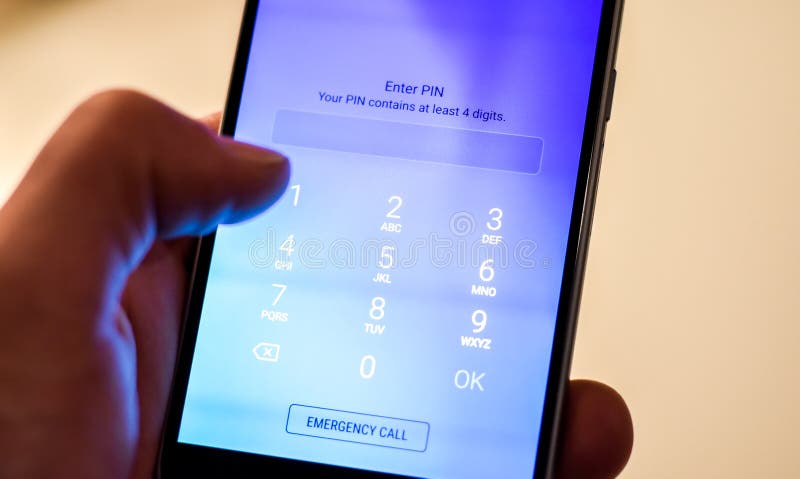 Mobile Phone Screen Lock PIN Stock Image - Image of hand, finger: 103884525
