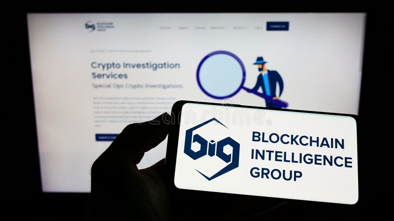 Person Holding Mobile Phone with Logo of Company Blockchain ...