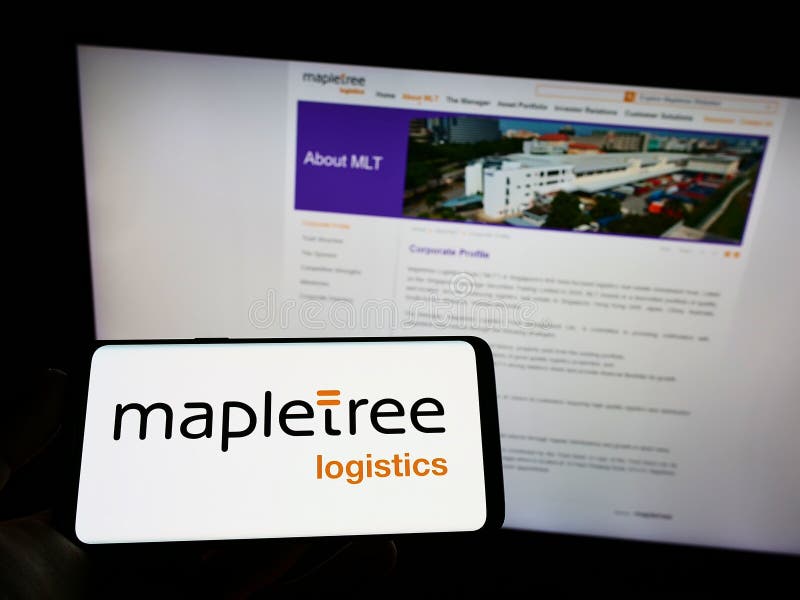 Person Holding Mobile Phone with Logo of Mapletree Logistics Trust ...