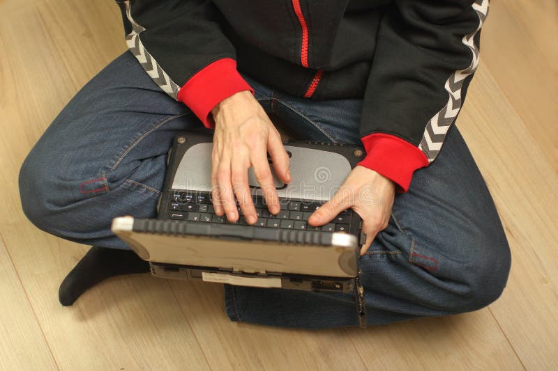 A Person Holding an Old Laptop Stock Photo - Image of open, wireless ...