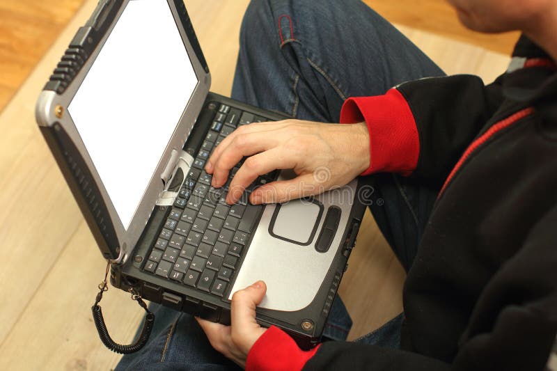 A Person Holding an Old Laptop Stock Photo - Image of open, laptop ...