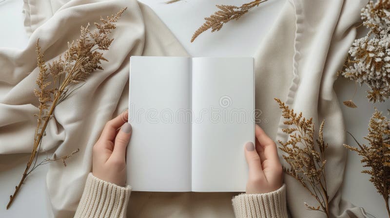 A Person Holding an Open Book in Their Hands Stock Illustration ...