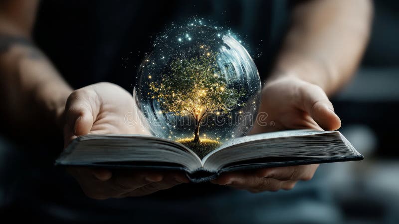 A Person Holding an Open Book with a Tree Inside, Symbolizing ...