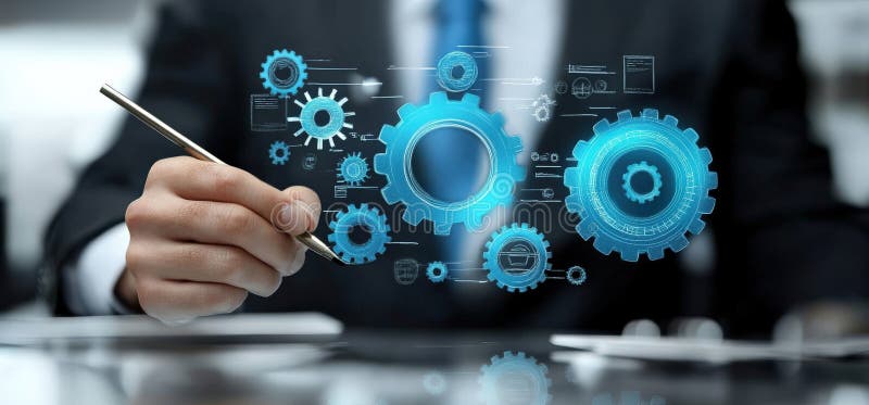 Digital Gears: Business Process Optimization Stock Illustration ...