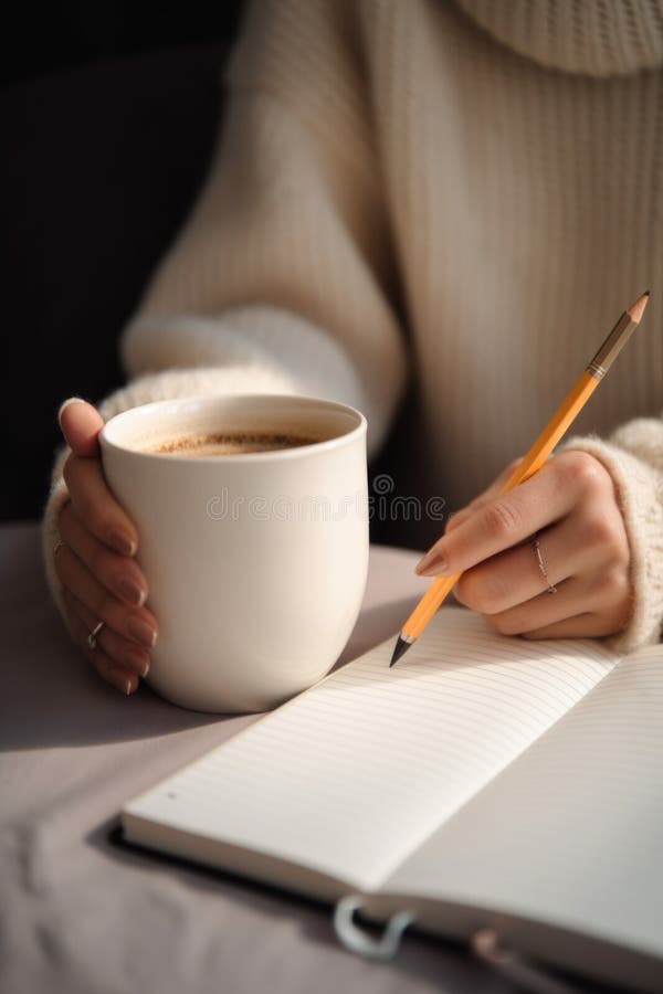 A Person Writing on a Book with the Pen in Their Hand, AI Stock Image ...