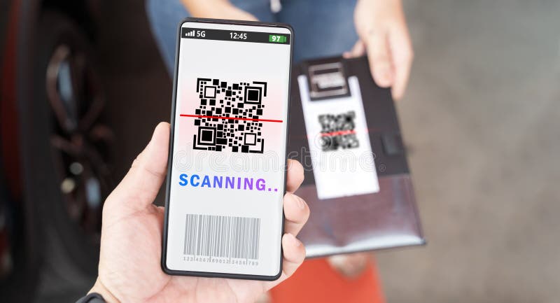 A Person is Holding a Phone that is Scanning a Barcode Stock Image ...