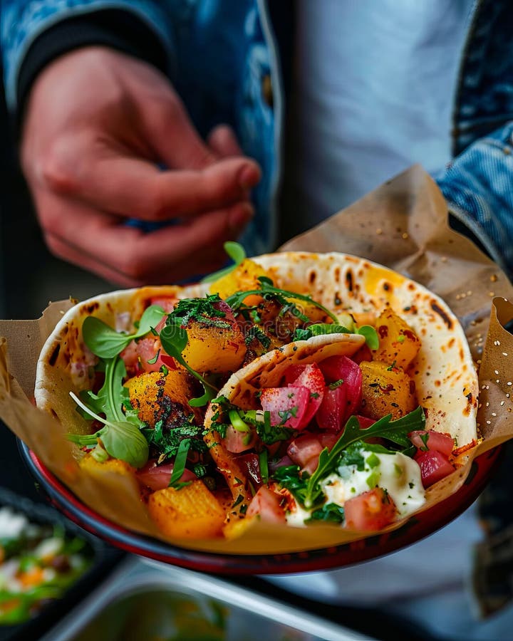 A Person Holding a Plate of Food Stock Illustration - Illustration of ...