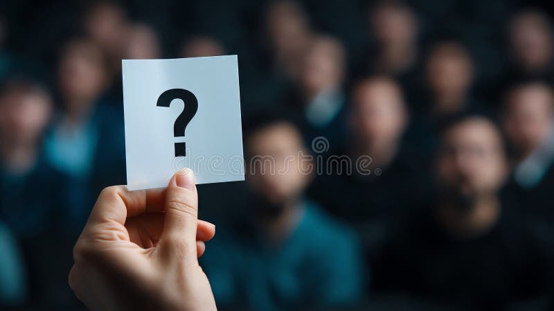 Person Holding a Question Card during a Quiz Show Stock Illustration ...