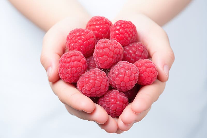 A Person Holding Raspberries in Their Hands Stock Illustration ...
