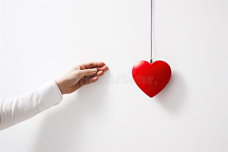 A Person Holding a Red Heart Hanging from a String Stock Illustration ...