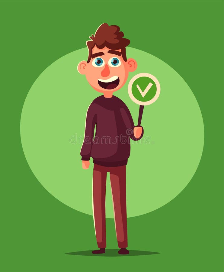Person Holding Right Sign. Cartoon Vector Illustration Stock Vector ... Person Holding Right Sign. Cartoon Vector Illustration Stock Vector ...