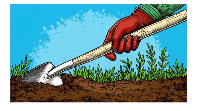 A Person is Holding a Shovel and Digging in the Dirt Stock Photo ...