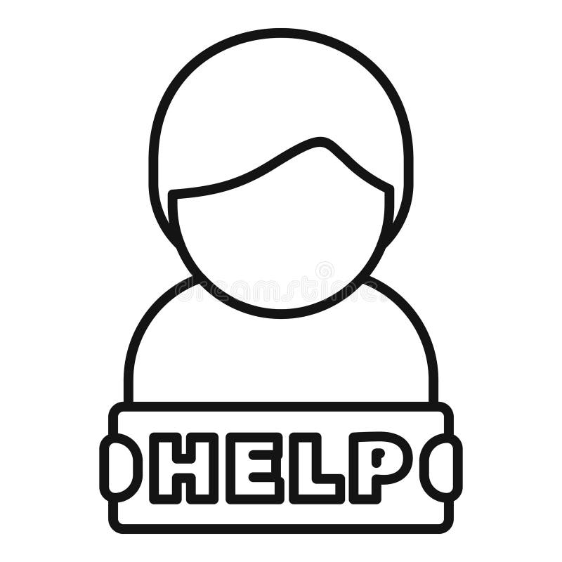 Person Holding Sign Asking for Help Icon Stock Illustration ...