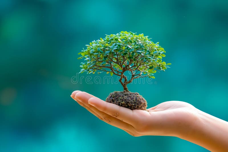 A Person Holding a Small Tree in Their Hand Stock Photo - Image of ...