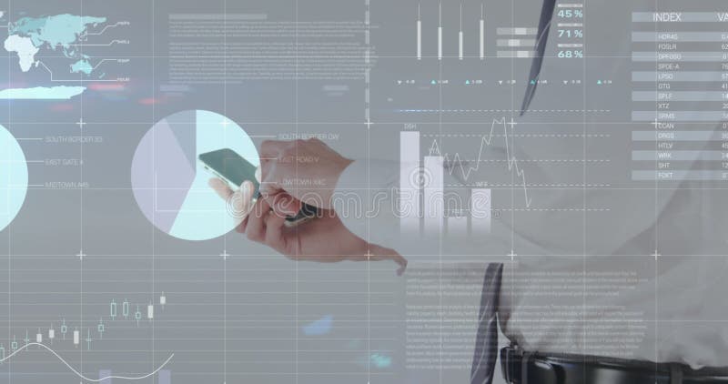 A Person Holding Smartphone, Analyzing Digital Graphs Overlaid on Image ...