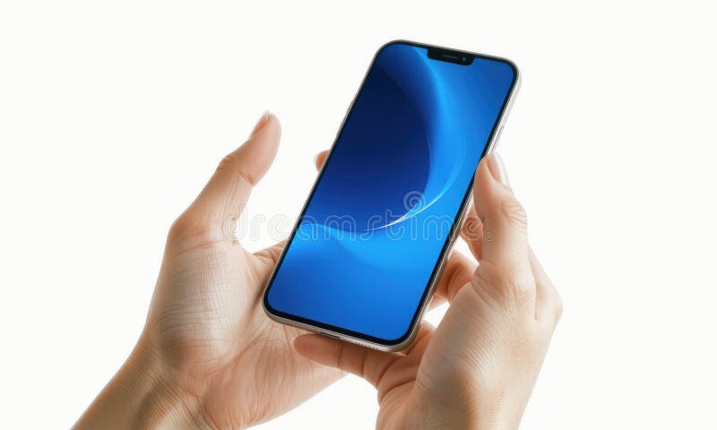 Person Holding Smartphone with Blue Screen, Showcasing Modern ...