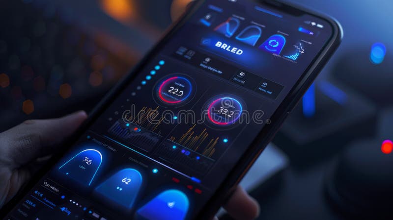 Person Holding Smartphone with Data Analytics Interface Displaying ...