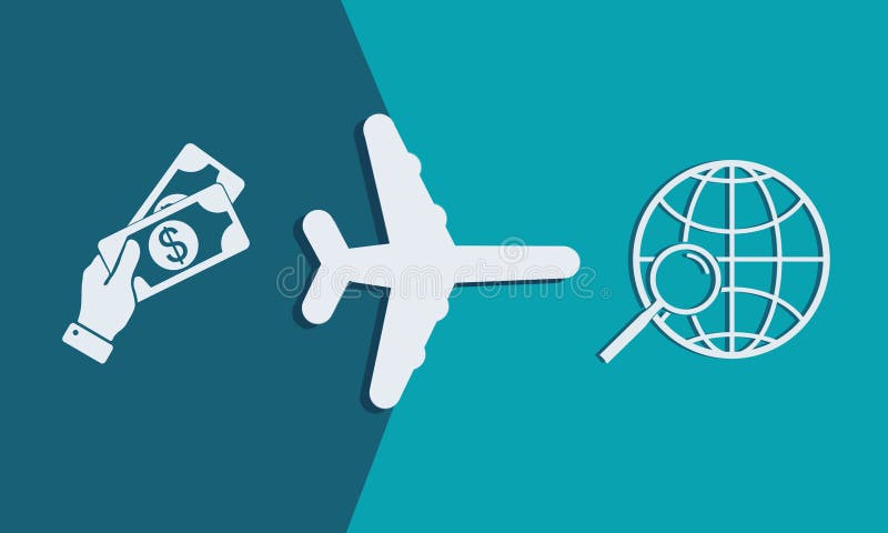 A Person is Holding a Stack of Money and a Plane. Stock Illustration ...