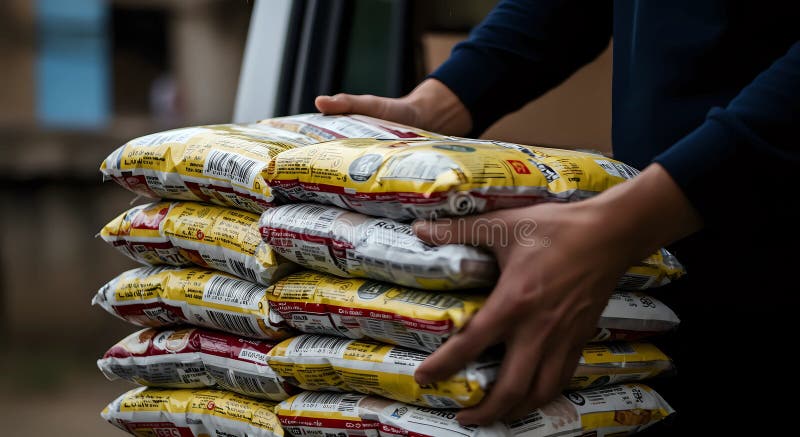 Man Holding Stacked Packages Stock Illustration - Illustration of ...