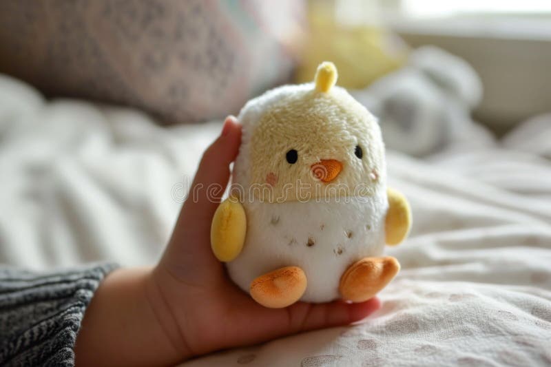 A Person Holding a Stuffed Animal on Top of Bed, AI Stock Illustration ...