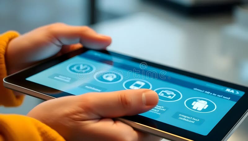 A Person Holding a Tablet with an Application Interface on Display ...