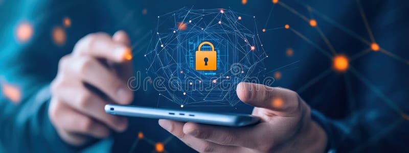 A Person is Holding a Tablet with a Blue Screen and a Keypad Stock ...