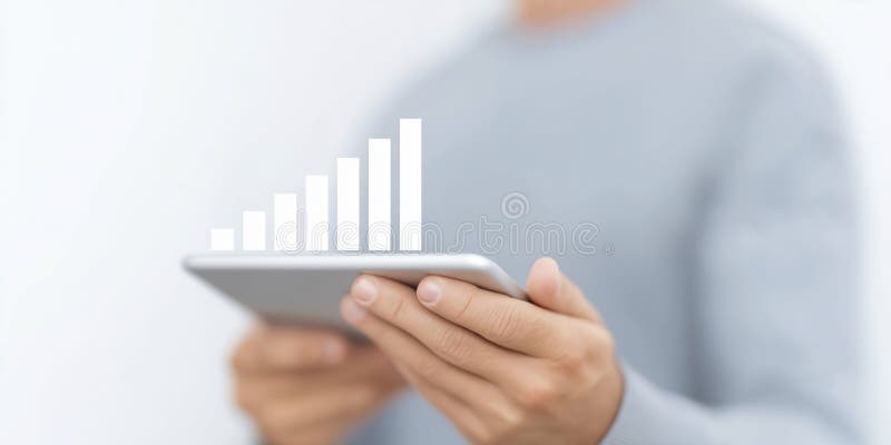Person Holding a Tablet Device Displaying a Digital Growth Chart ...