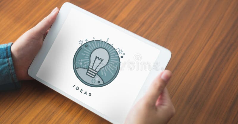 Person Holding a Tablet with Education Icon on the Screen Stock Photo ...