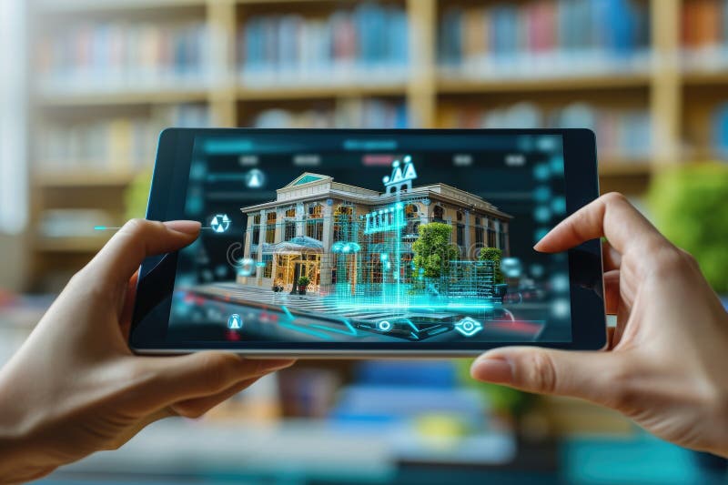 A Person Holding a Tablet Showcasing a Detailed Image of a Building ...