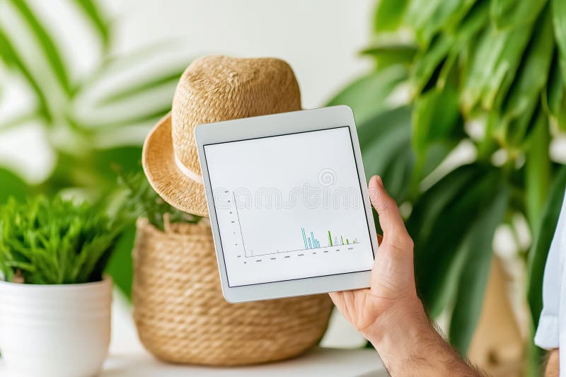 Person Holding Tablet Showing Data Analytics in Indoor Workspace ...