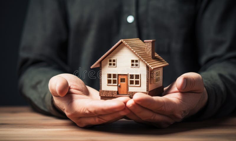 A Person Holding a Tiny Home in Their Palm Stock Illustration ...