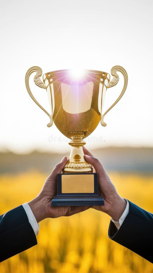 Person is Holding a Trophy in Their Hands Stock Illustration ...