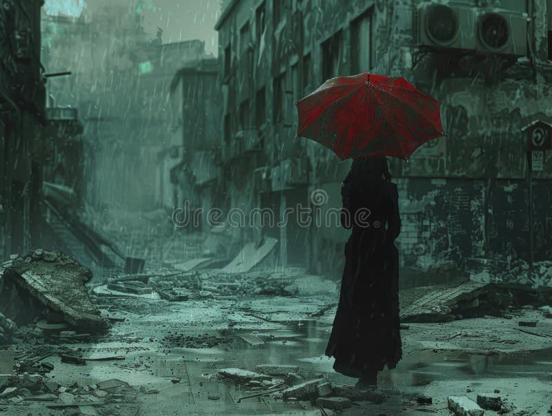 Person with Umbrella in Rain Stock Photo - Image of rain, walkway ...