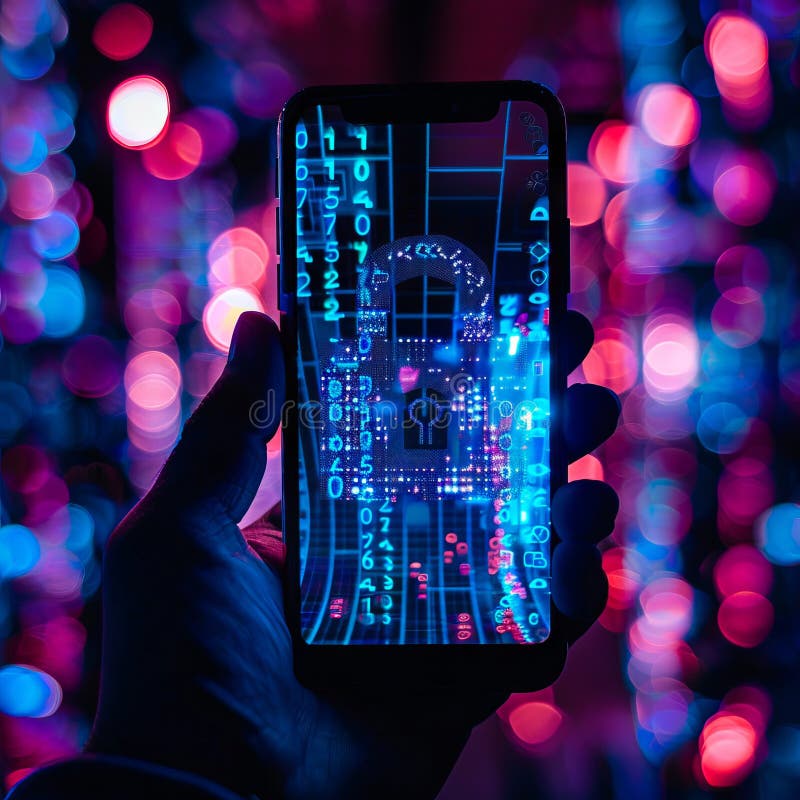 A Person Holding Up a Phone with a Lock Screen Stock Photo - Image of ...