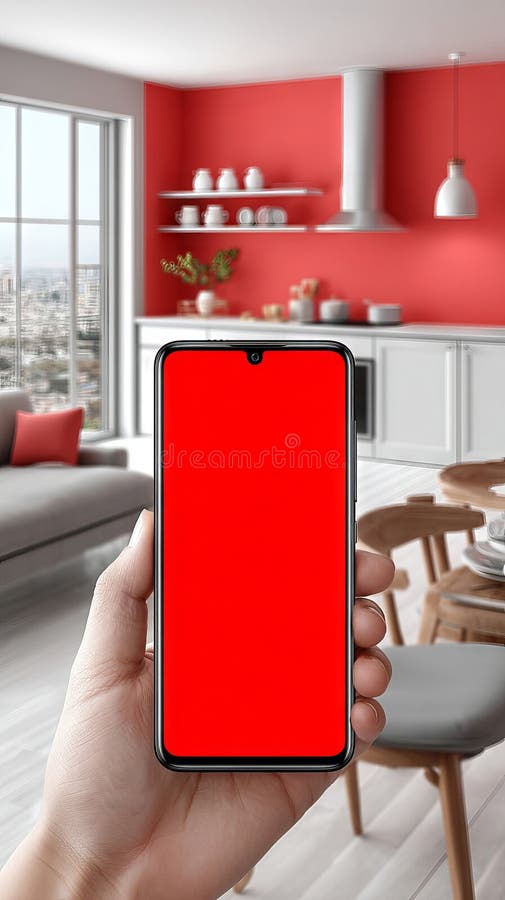 Person Holding Up Phone Red Screen Their Hand Stock Photos - Free ...