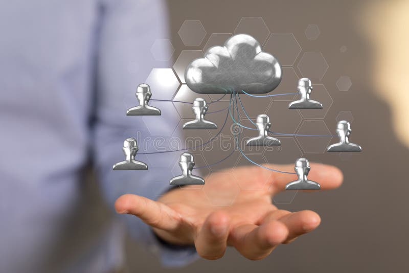 Person Holding a Web of Illustrative 3d Rendered User Icons Connected ...