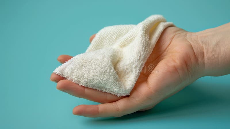 A Person Holding a White Cloth in Their Hand, AI Stock Photo - Image of ...