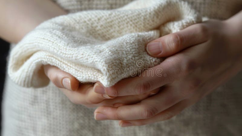 A Person Holding a White Cloth in Their Hands, AI Stock Illustration ...